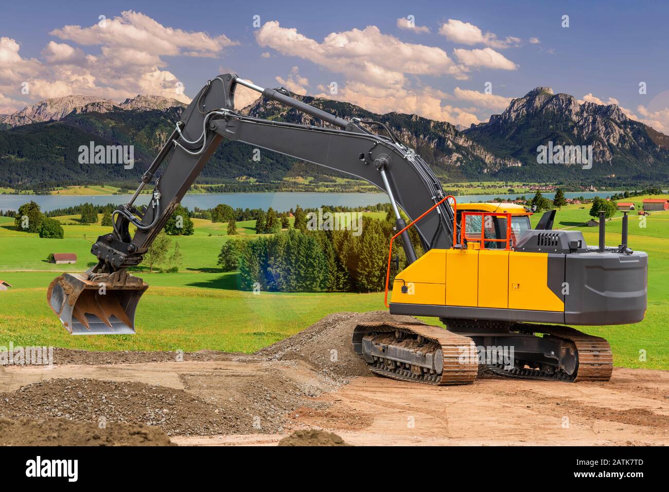 excavator at work in construction site Stock Photo - Alamy