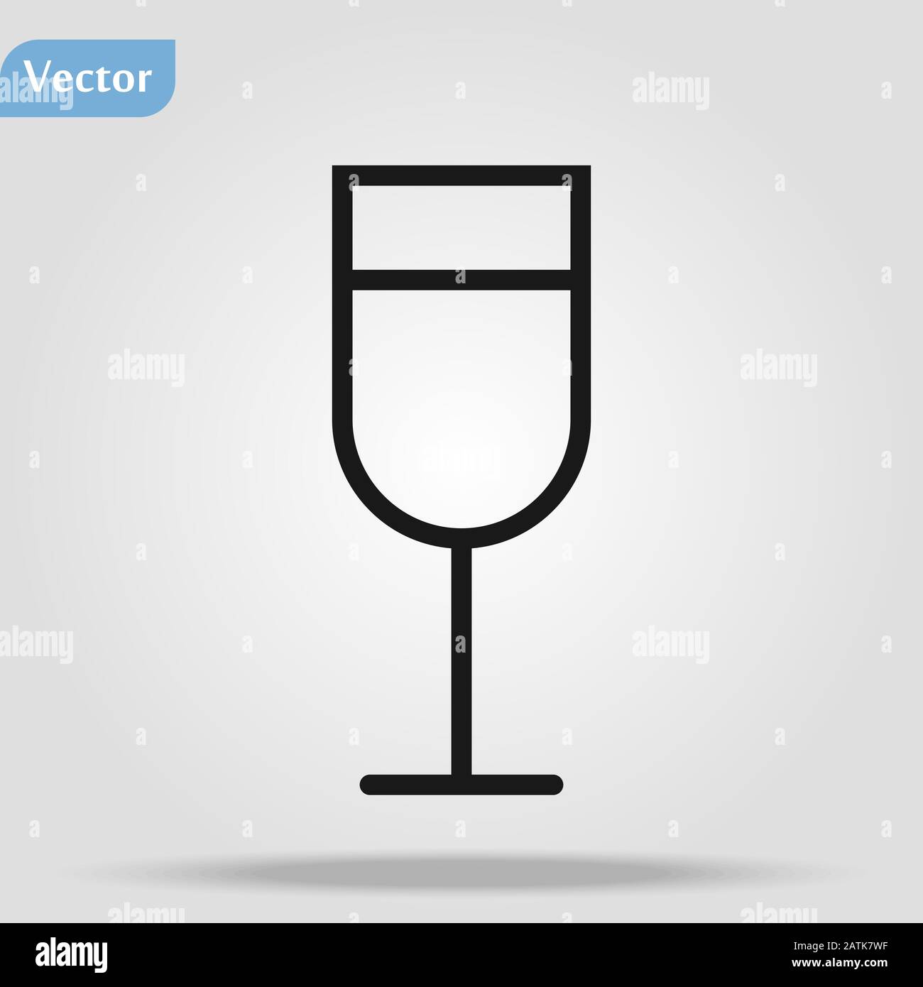 wine glass alcohol symbol vector black line on white background Stock ...