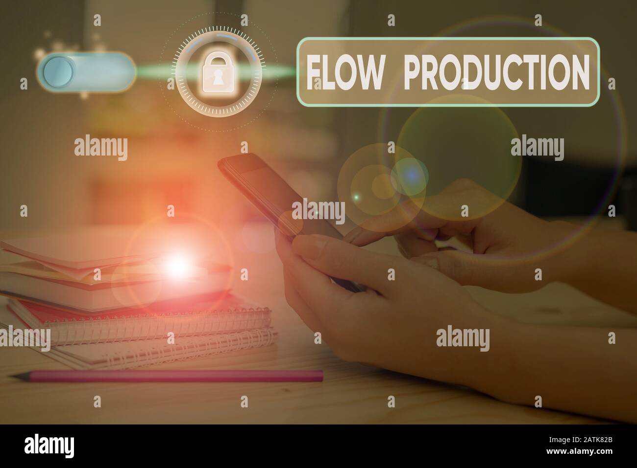 Handwriting text writing Flow Production. Conceptual photo items are ...