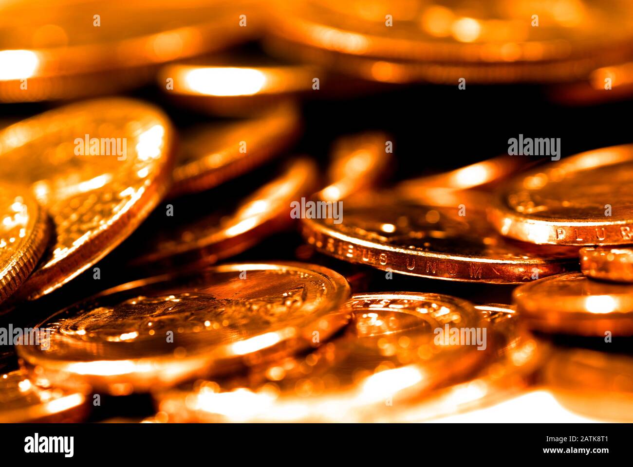 Stacks of money and coins representing success wealth and riches Stock ...
