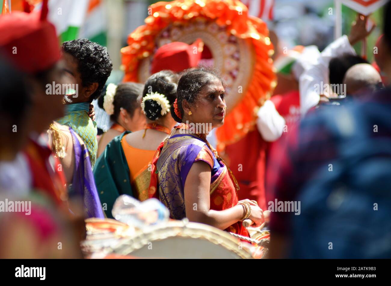 Women are seen wearing Saree, a traditional dress during the annual ...