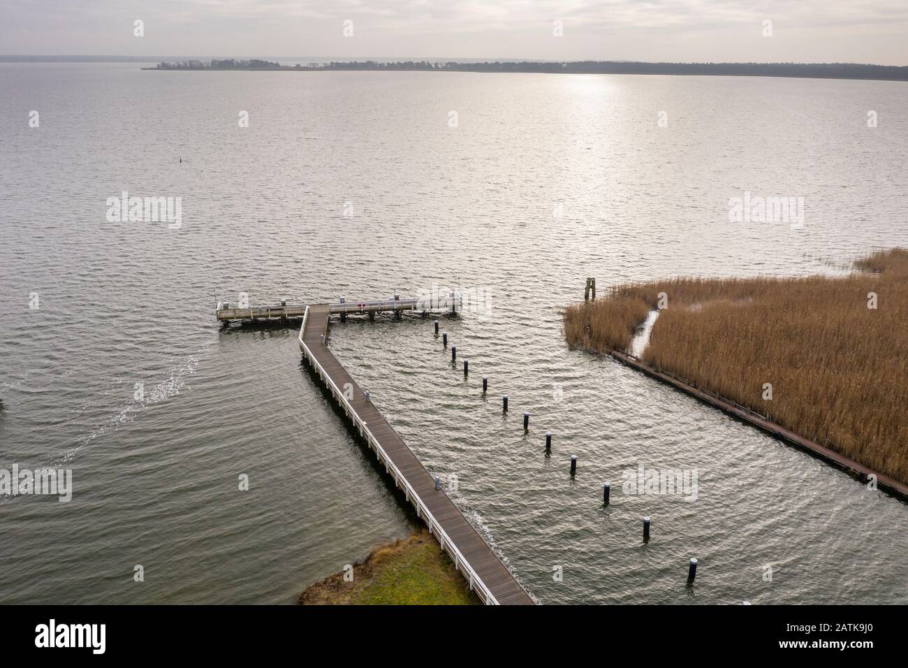 Aerial view of the harbor at Wieck, Bodden landscape, Baltic Sea ...