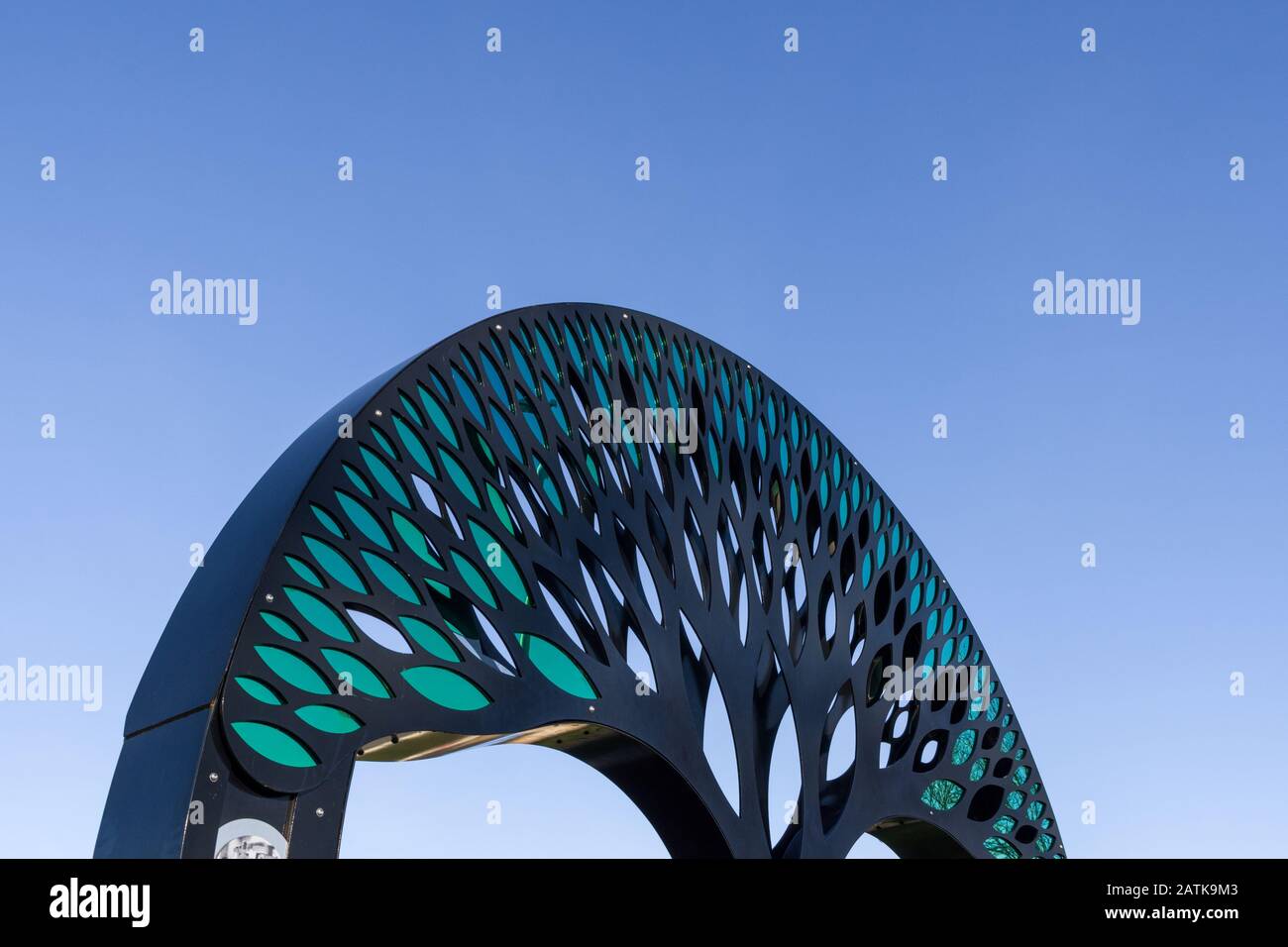 A 3.5 metre high sculpture, depicting a steel bearing ring and tree, as ...