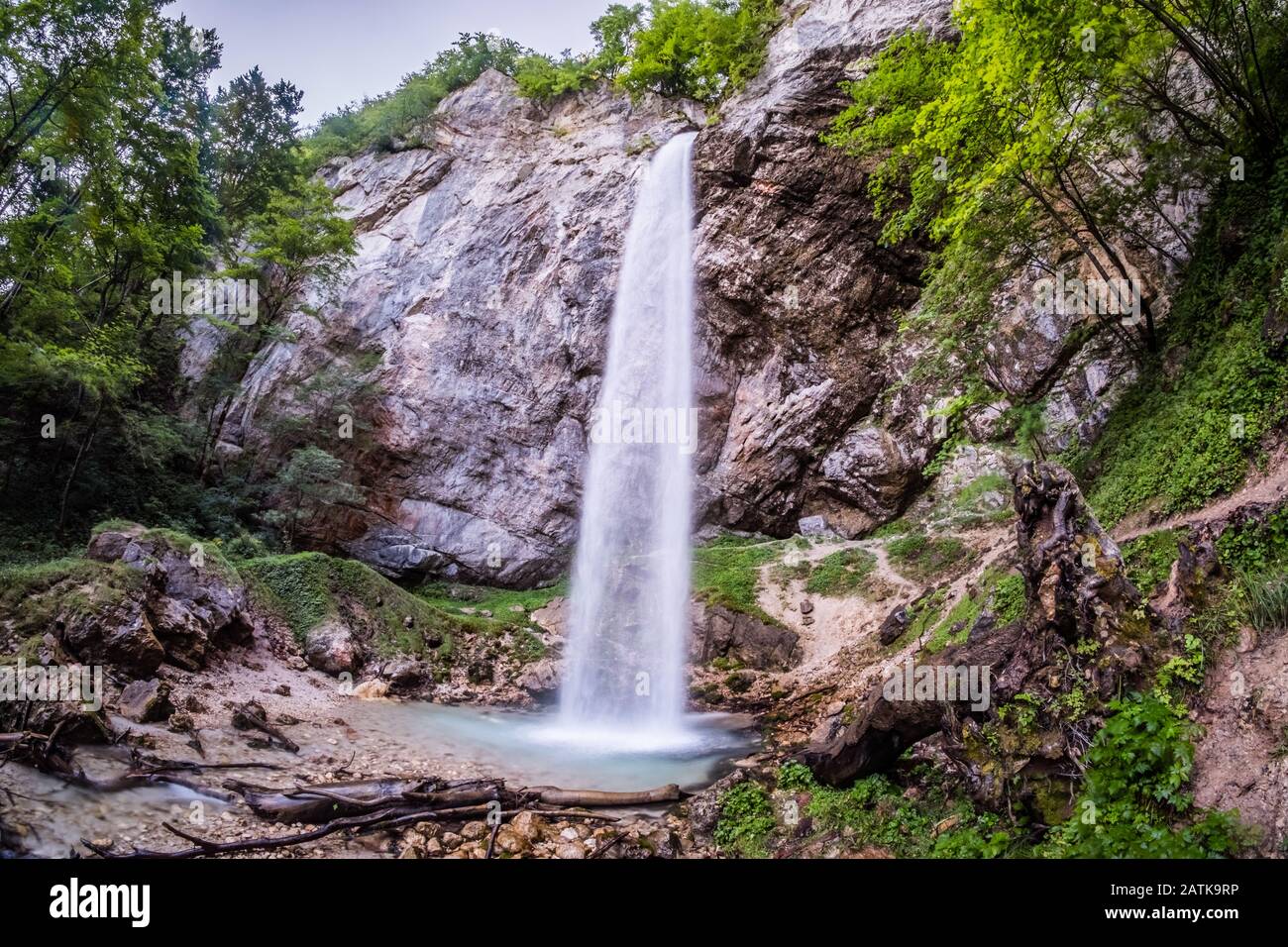 Waterfall Wildensteiner Wasserfall, 54 meters hig, on mountain Hochobir ...