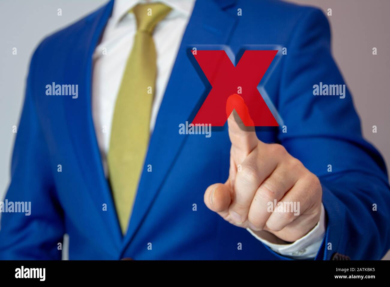 business man touching rejection button on virtual screen Stock Photo ...