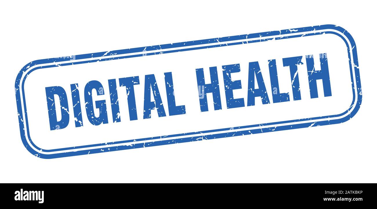 digital health stamp. digital health square grunge blue sign. digital ...