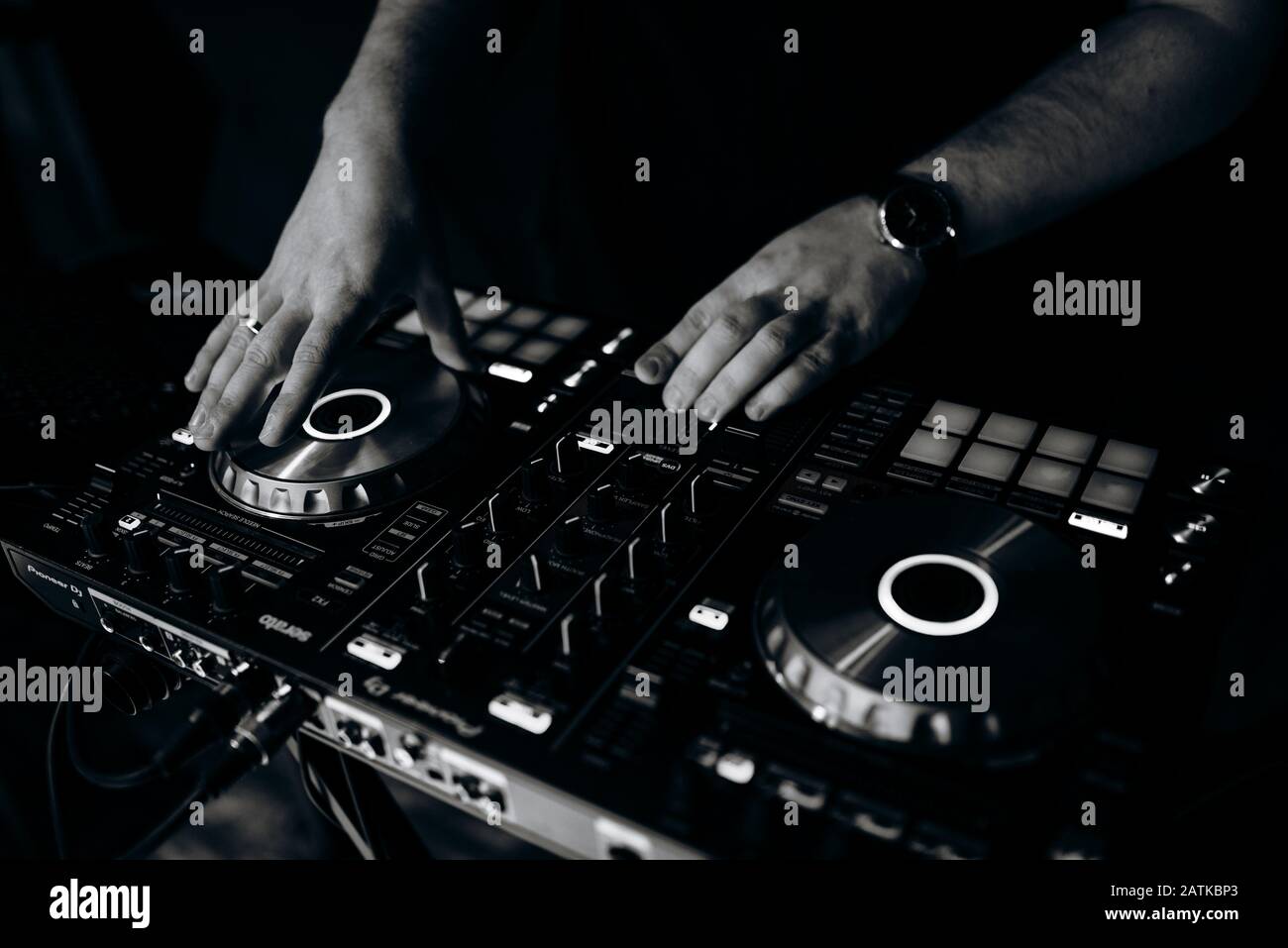 DJ Mixing Music Track On Festival. Dj mixes the track Stock Photo - Alamy