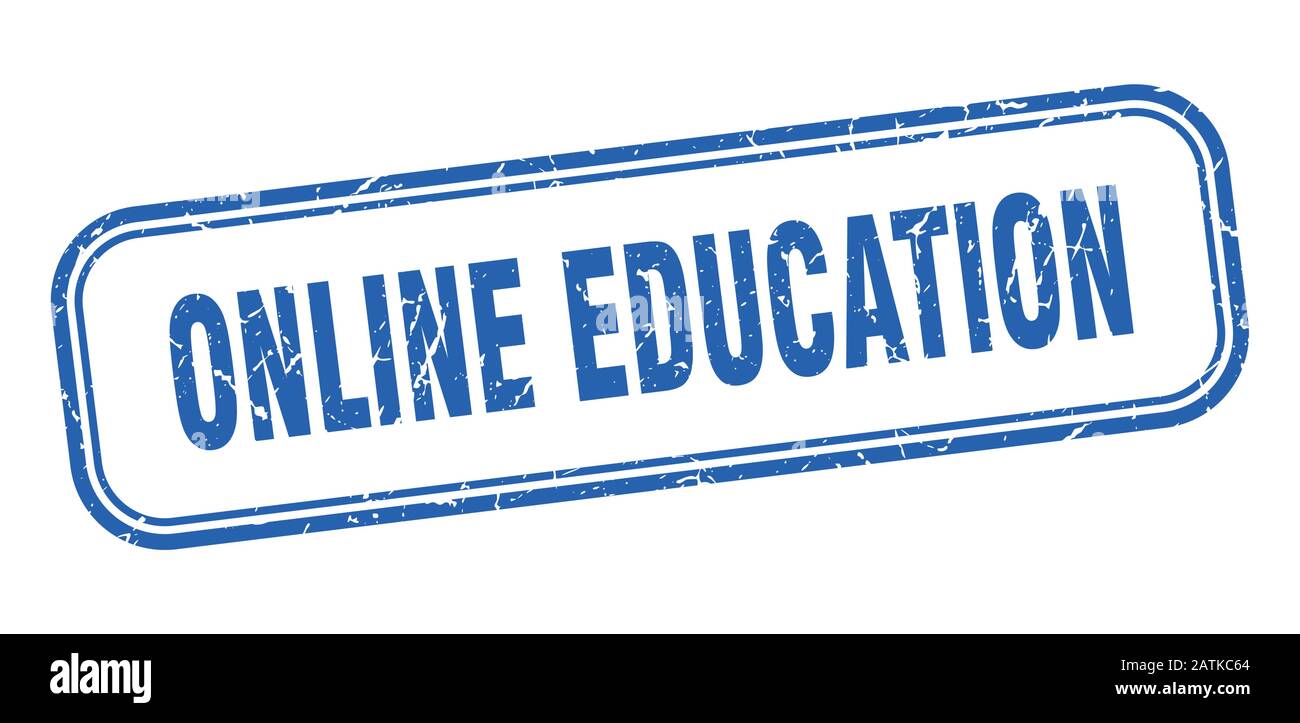 online education stamp. online education square grunge blue sign ...