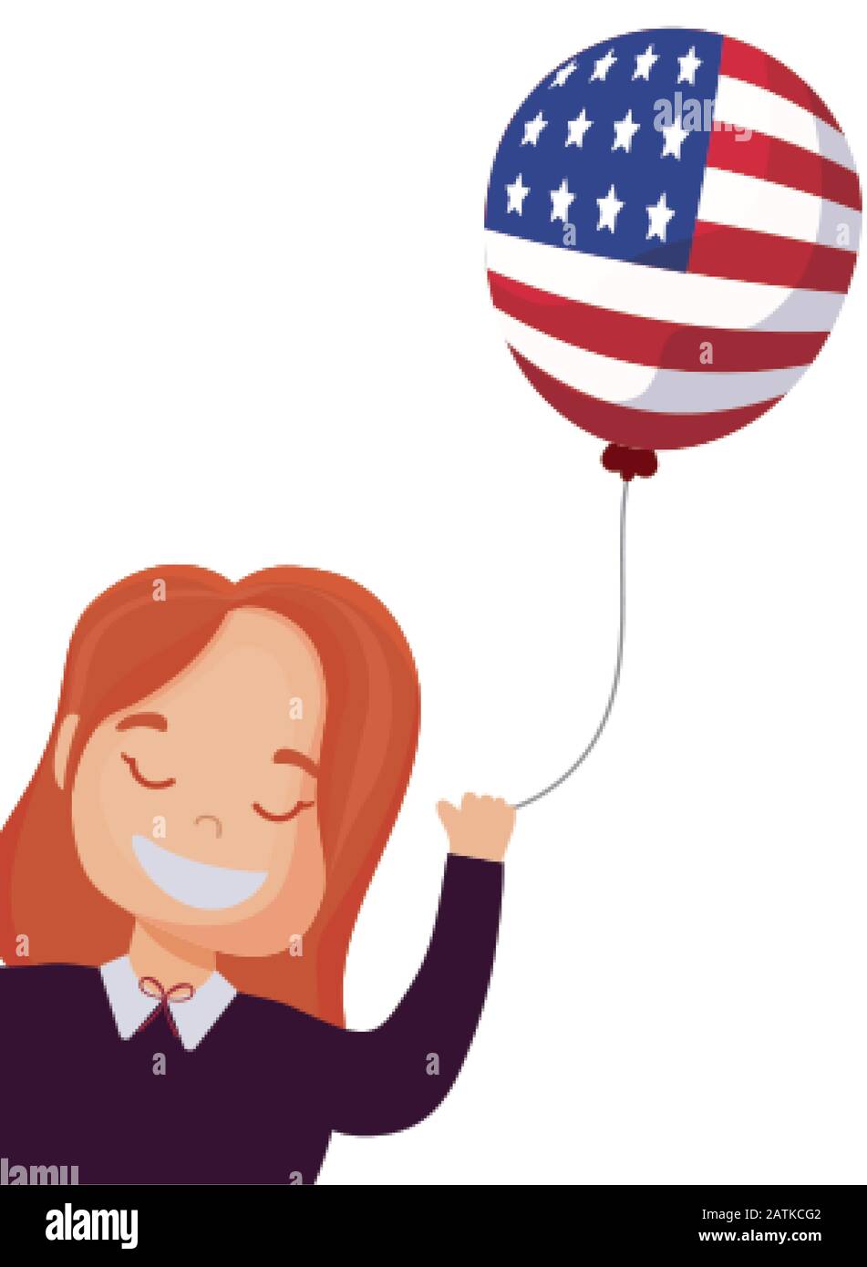 Woman cartoon and flag balloon design, Usa happy presidents day ...