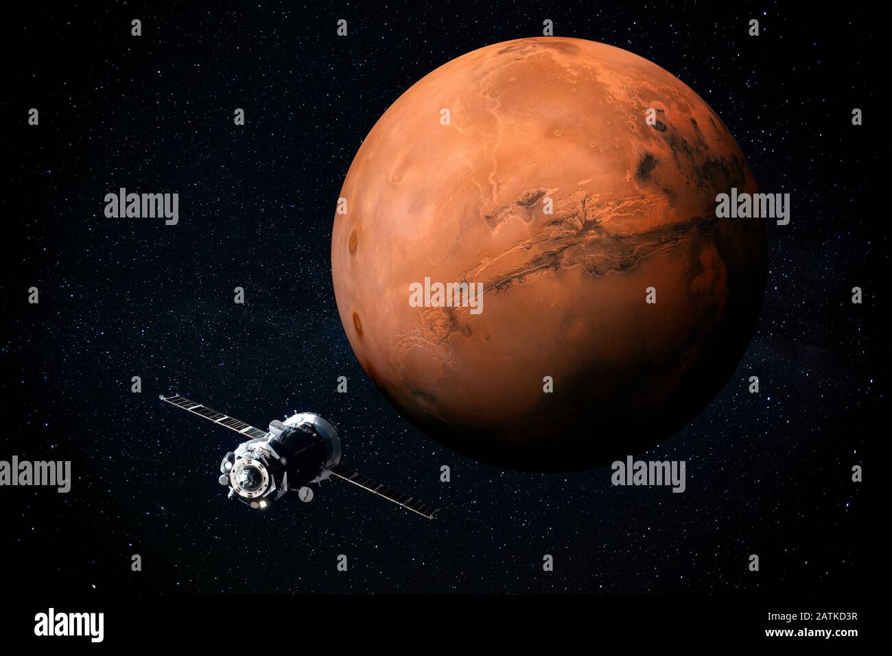 Exploration of Mars the Red planet of the solar system in space. This ...
