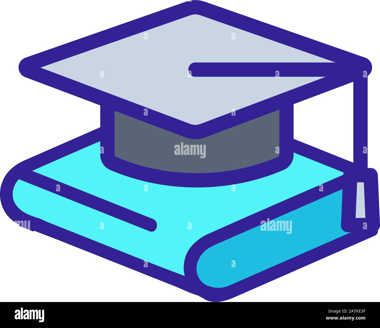 A graduate hat and a book icon vector. Isolated contour symbol ...