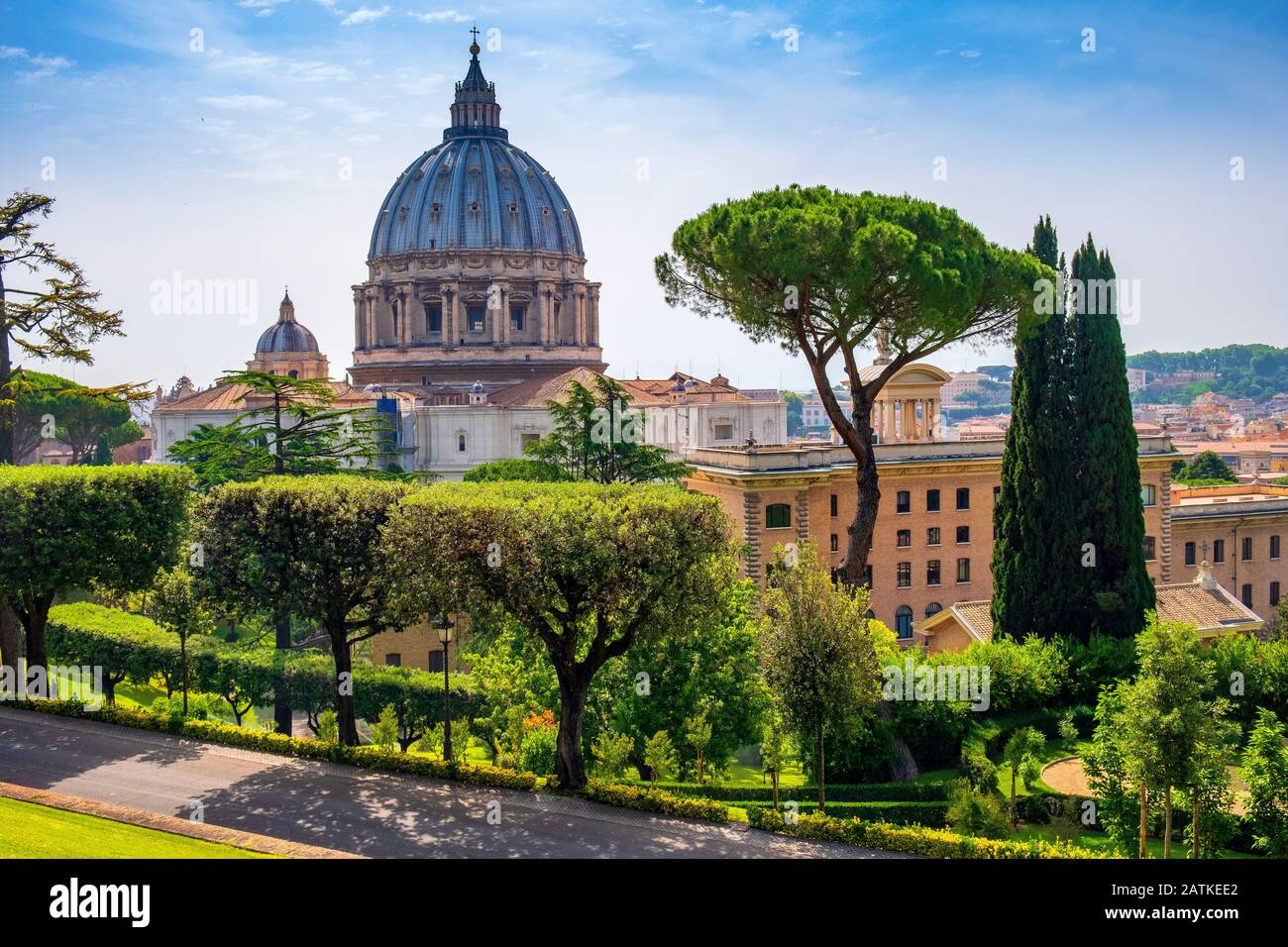 Rome, Vatican City / Italy - 2019/06/15: Panoramic view of St. Peter’s ...