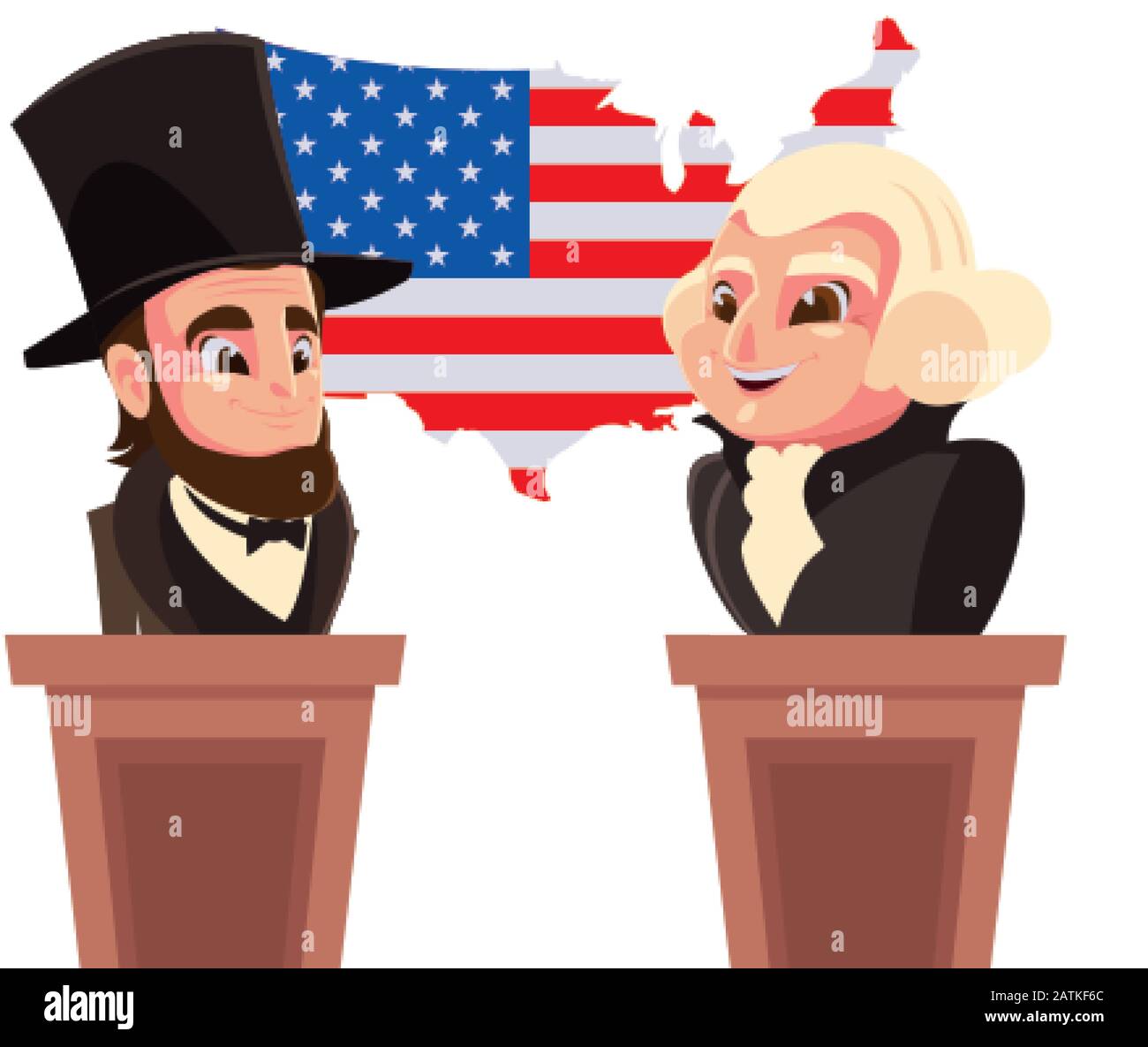 Men cartoons on podium design, Usa happy presidents day elections ...