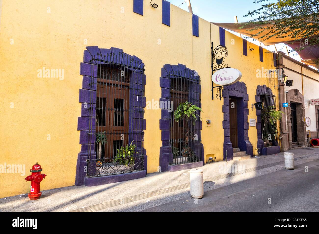 Colorful Spanish Colonial style buildings and cobblestone streets in ...