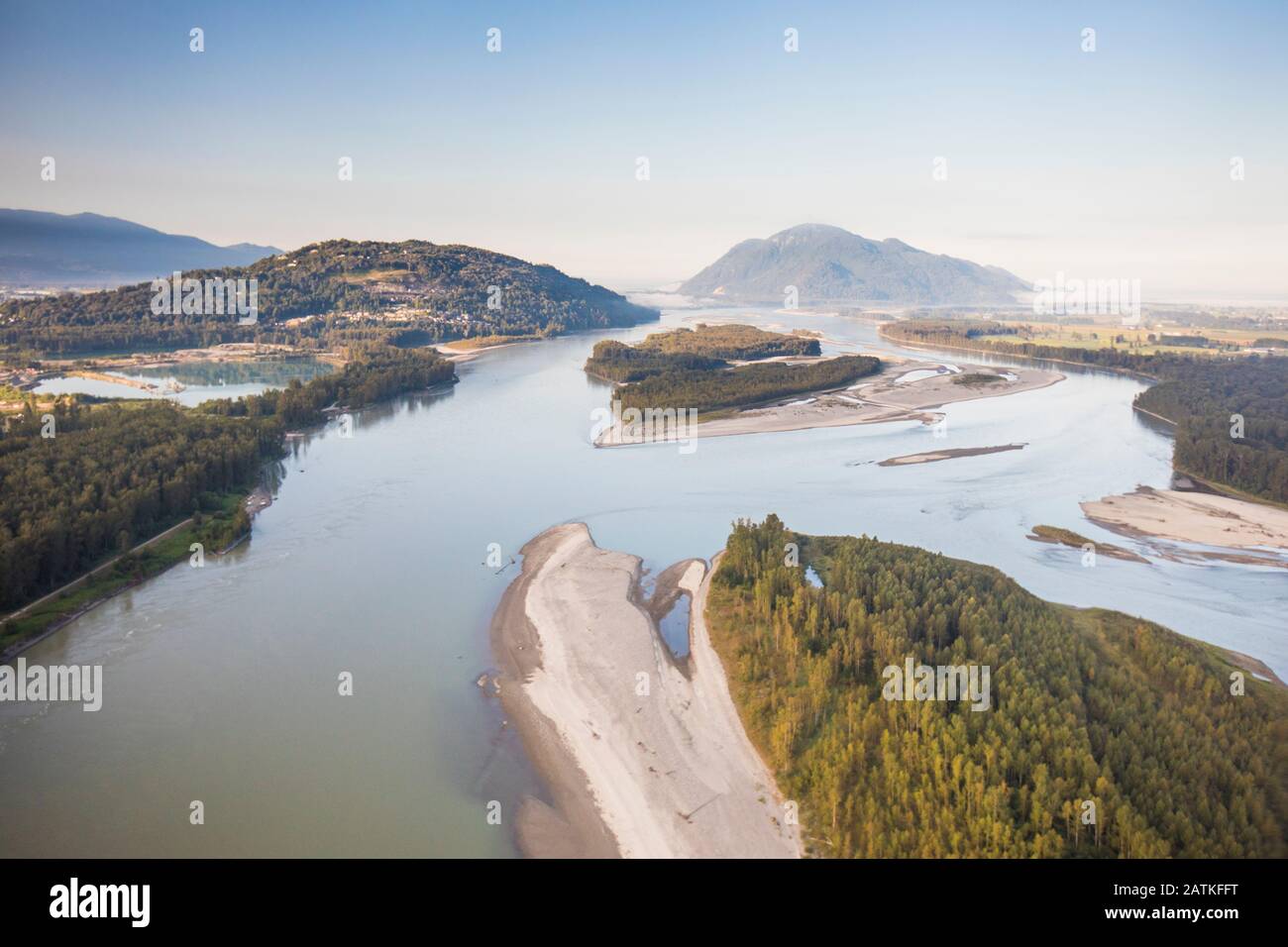 Aerial view of Fraser River near Chilliwack, British Columbia Stock ...