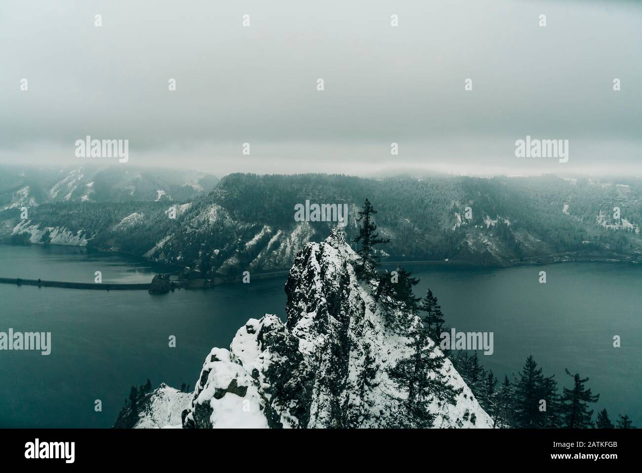 Mitchell Point overlooking the Columbia River in the Columbia Gorge ...