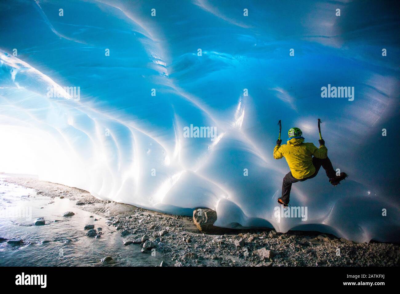Ice caving man hi-res stock photography and images - Alamy