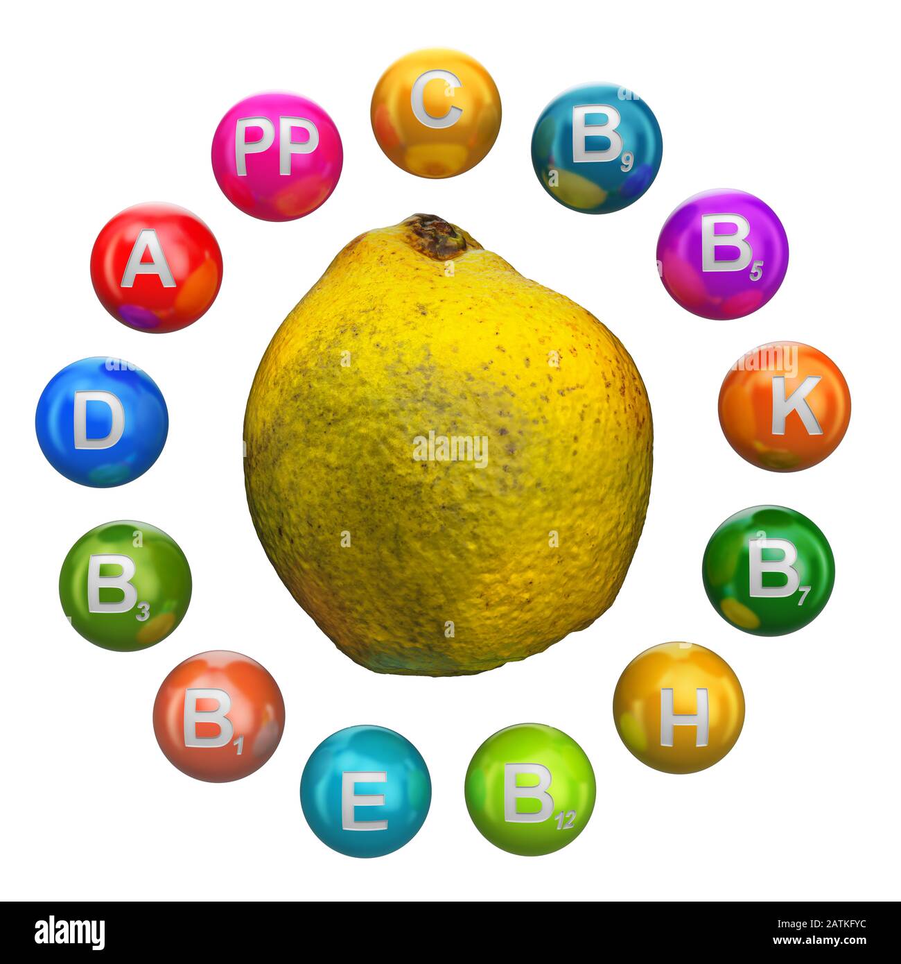 Vitamins in quince, 3D rendering isolated on white background Stock ...