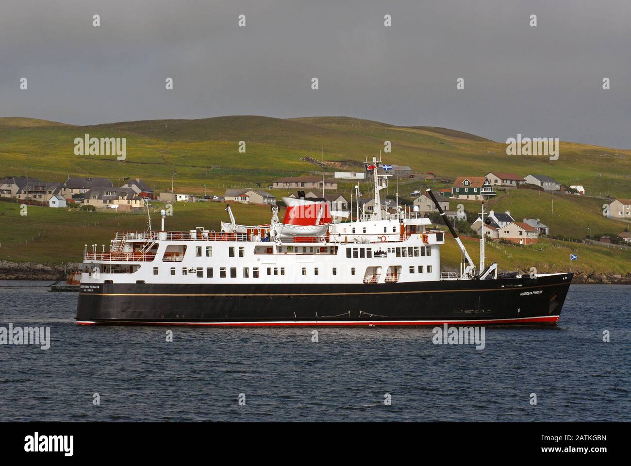 HEBRIDEAN PRINCESS at anchor off SYMBISTER HARBOUR, WHALSAY, SHETLAND ...