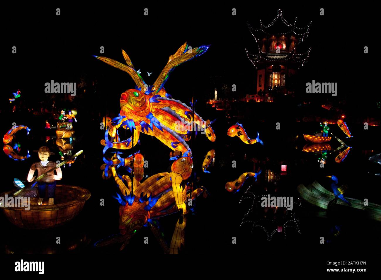 Gardens of Light show - Chinese tale of He Luo Yu, mythical fish Stock ...