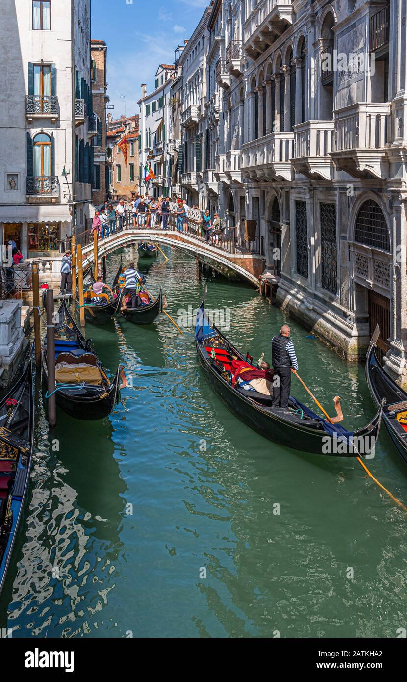 Gondolas in narrow canal hi-res stock photography and images - Alamy