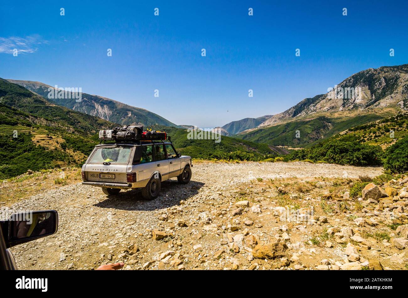 Borsh, Albania - August 03, 2014. Off road car heading in the mountains ...