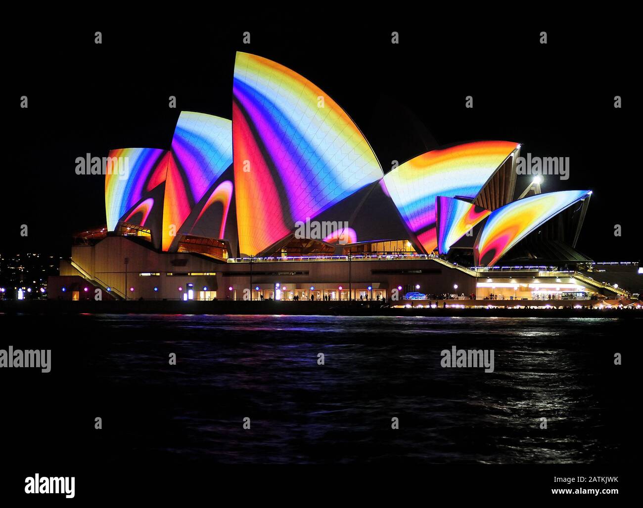 Sydney Opera House In Colourful Lights During Vivid Sydney NSW ...