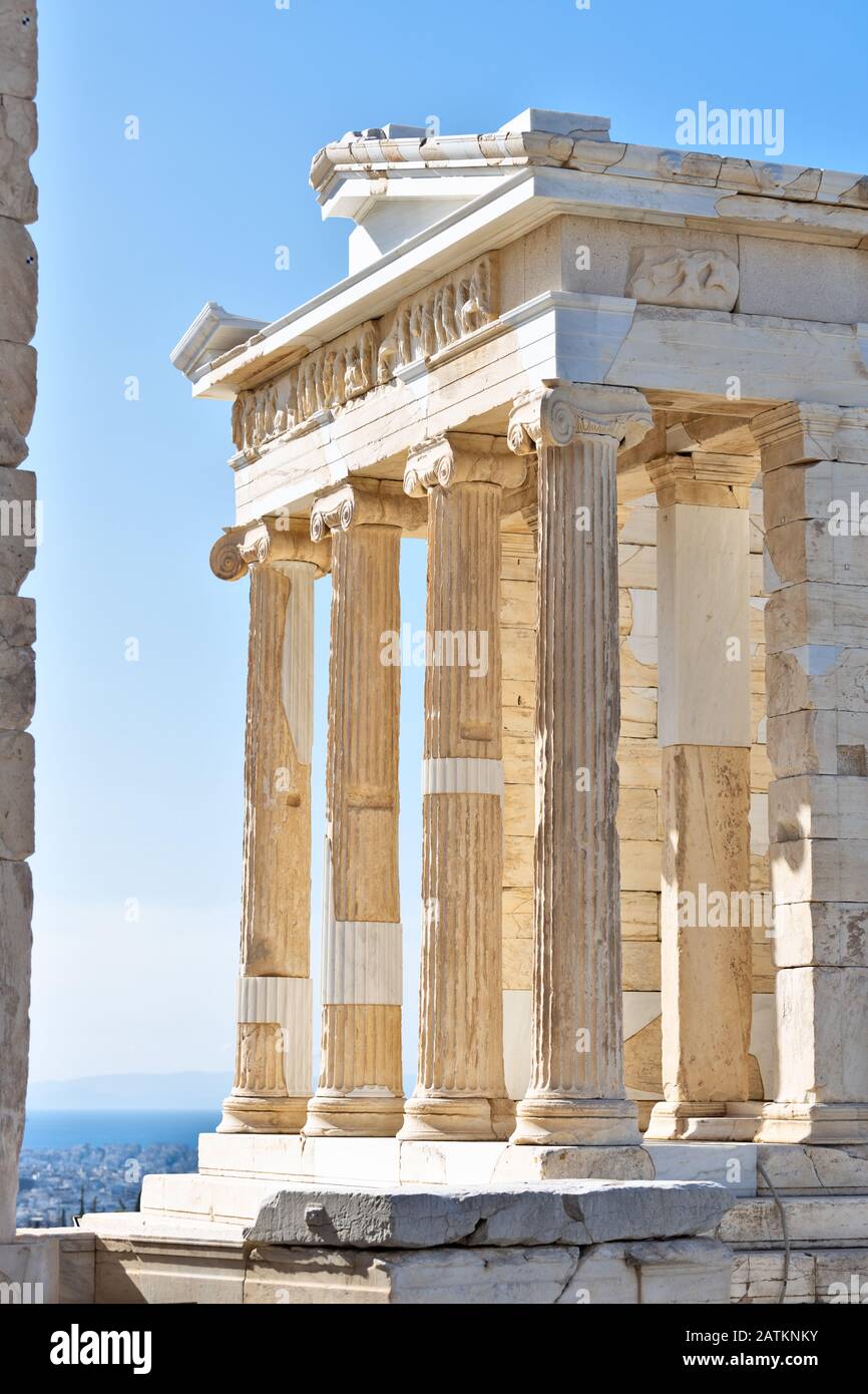 Details of ancient greek architecture on Acropolis citadel in Athens ...