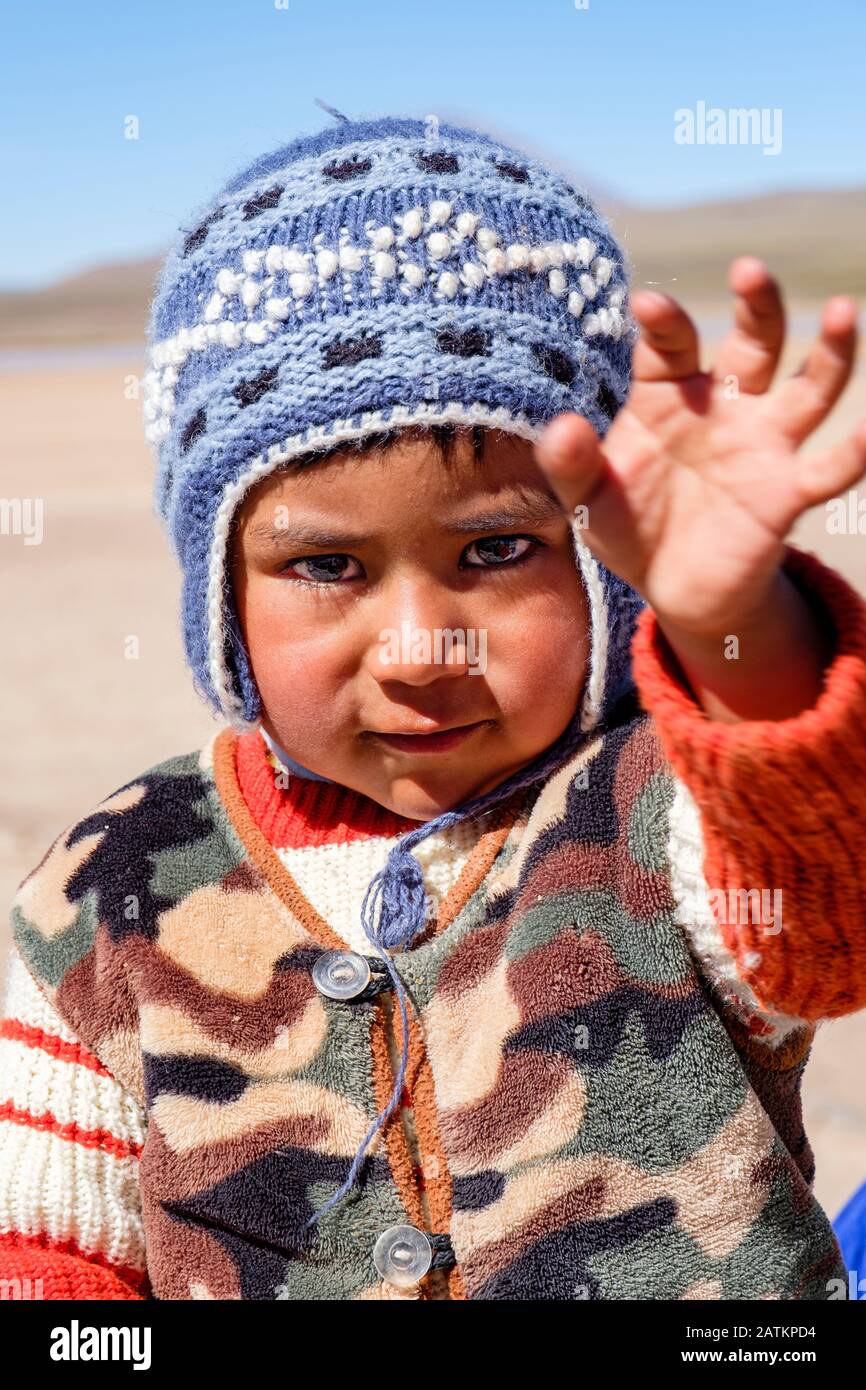 Young Peruvian boy portrait, Colca Canyon, Reserva Nacional Salinas y ...