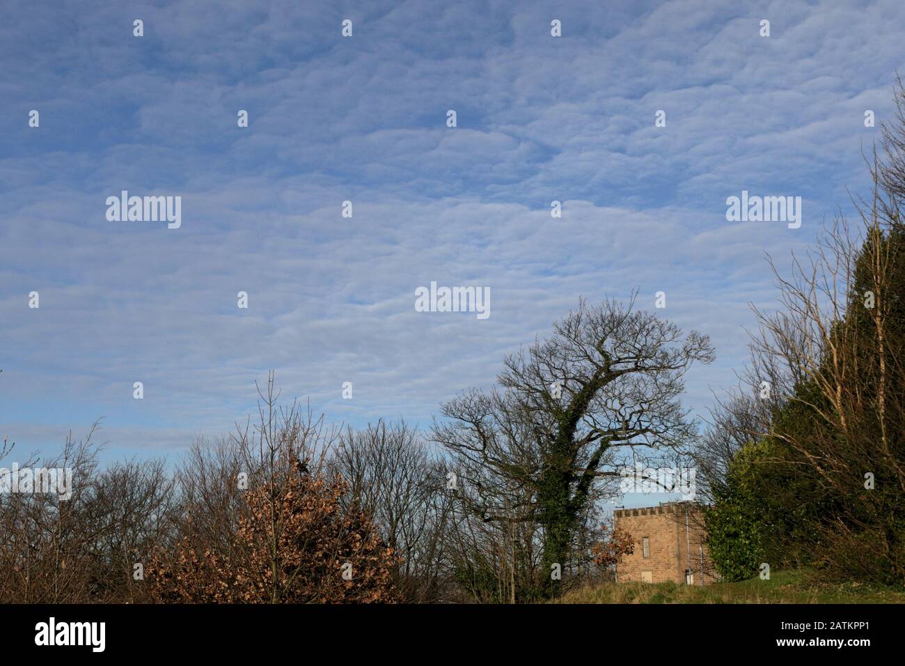a sky and clouds above Boston Castle, a hunting lodge in Rotherham ...