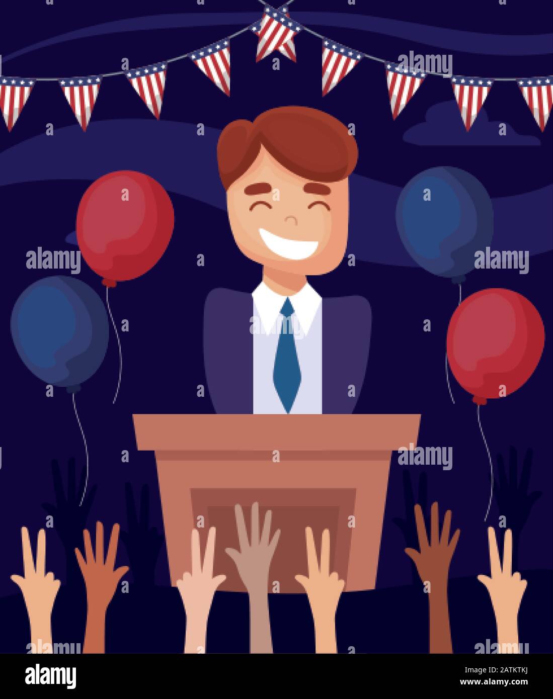 Man cartoon on podium design, Usa happy presidents day elections united ...