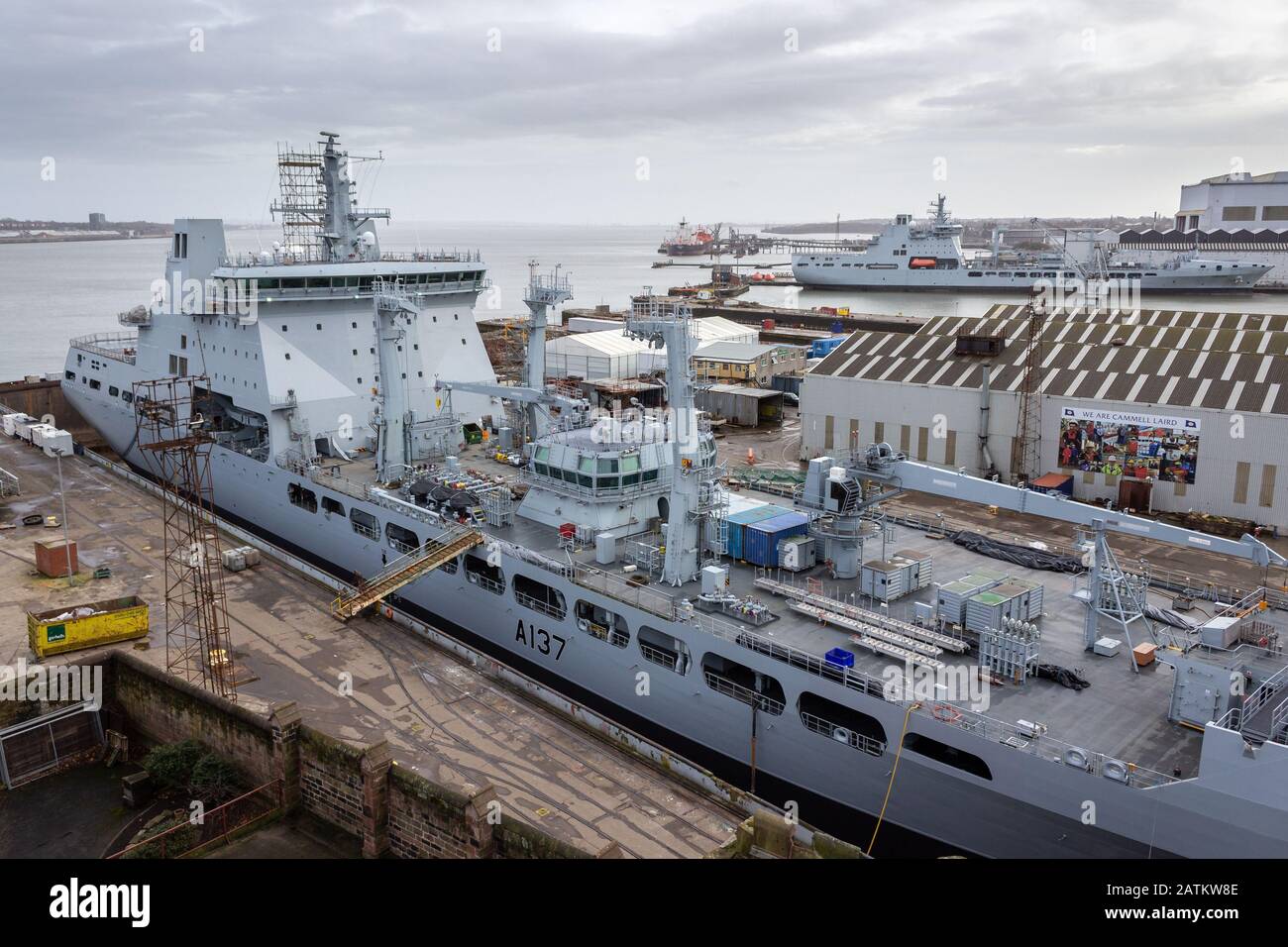 Birkenhead / UK - February 2 2020: RFA Tiderace, Royal Navy Refuelling ...