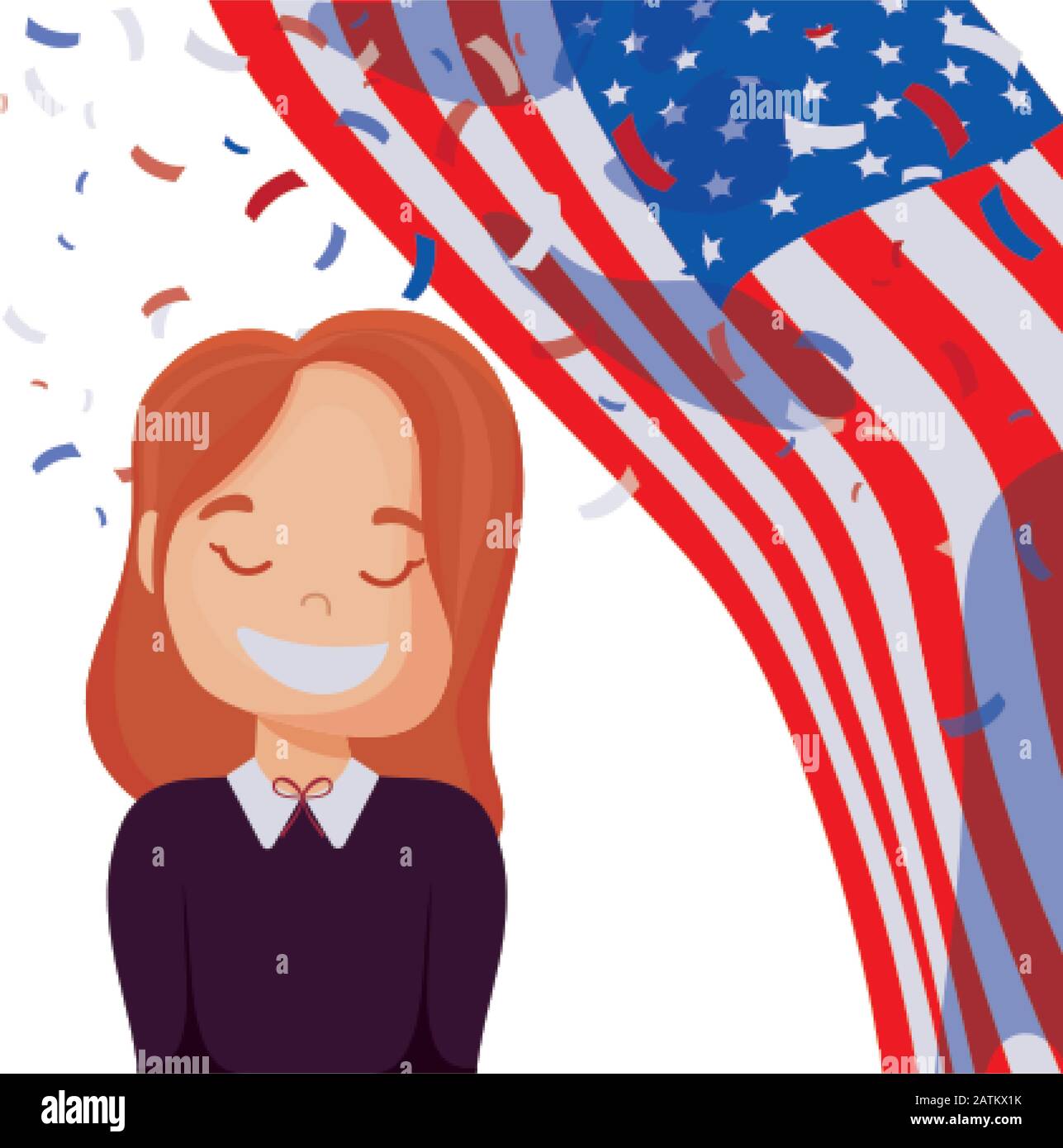 Woman cartoon and flag design, Usa happy presidents day elections ...