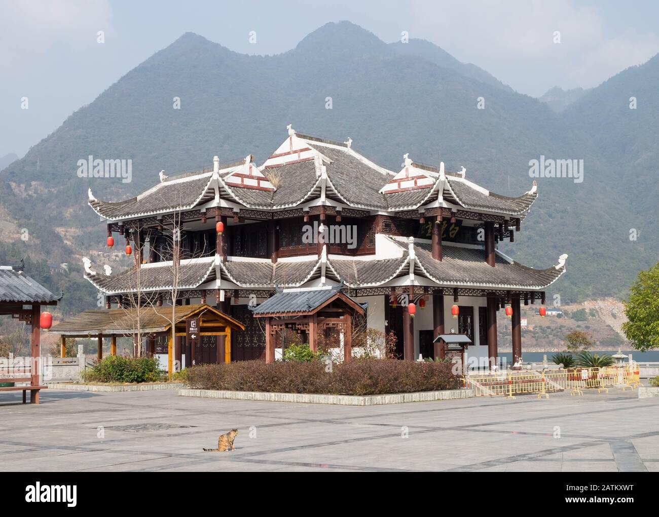 YICHANG, HUBEI / CHINA - DEC 25 2019: The temple located beside the ...