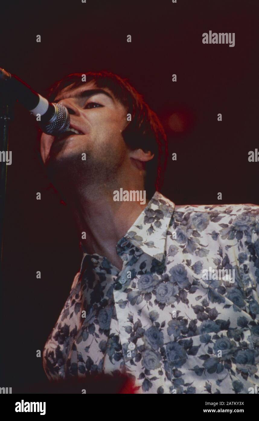 London.UK. LIBRARY. Liam Gallagher from Oasis performing in the 1990s ...