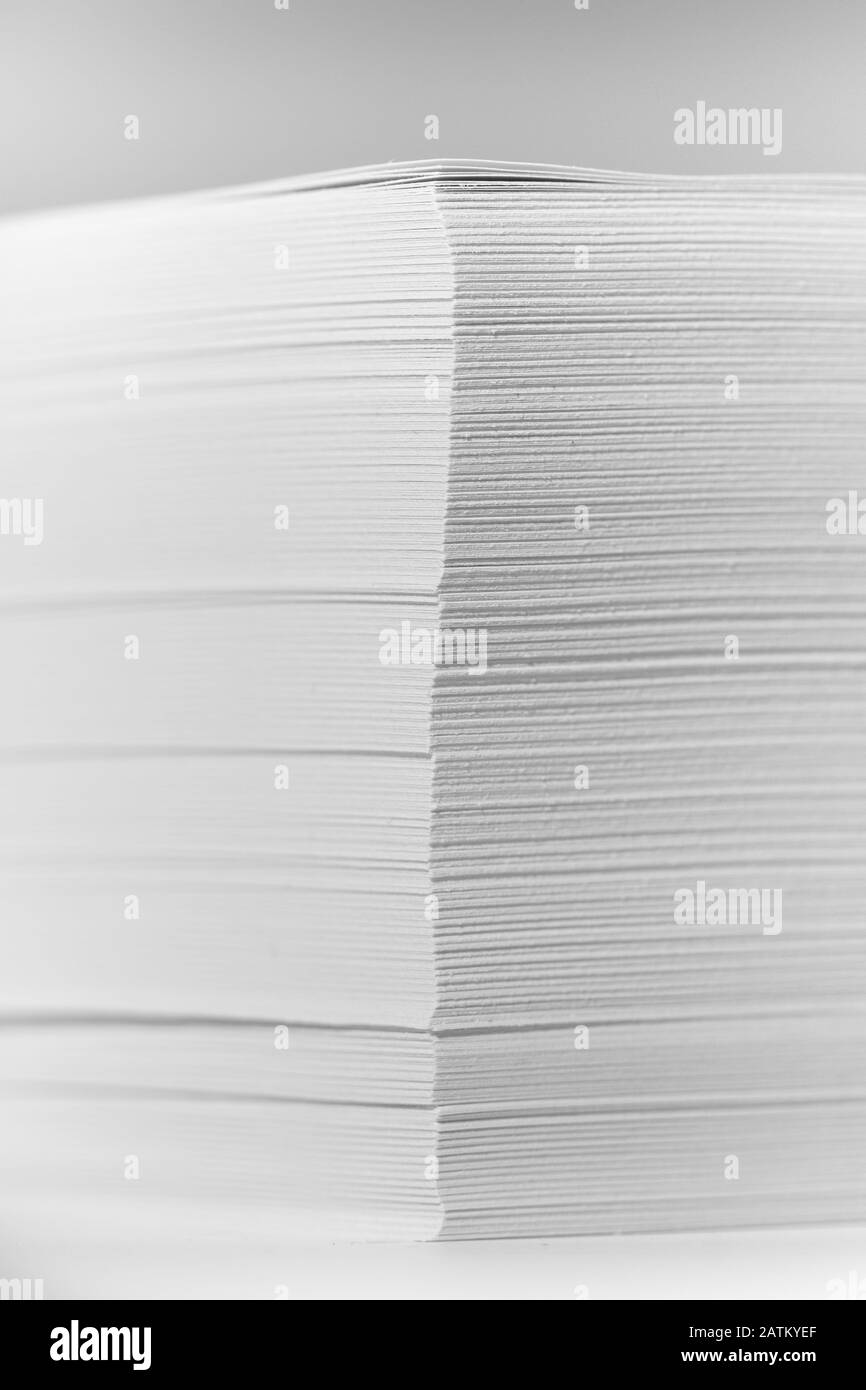 Stack of office paper, on a white background. Concept, minimalism Stock ...