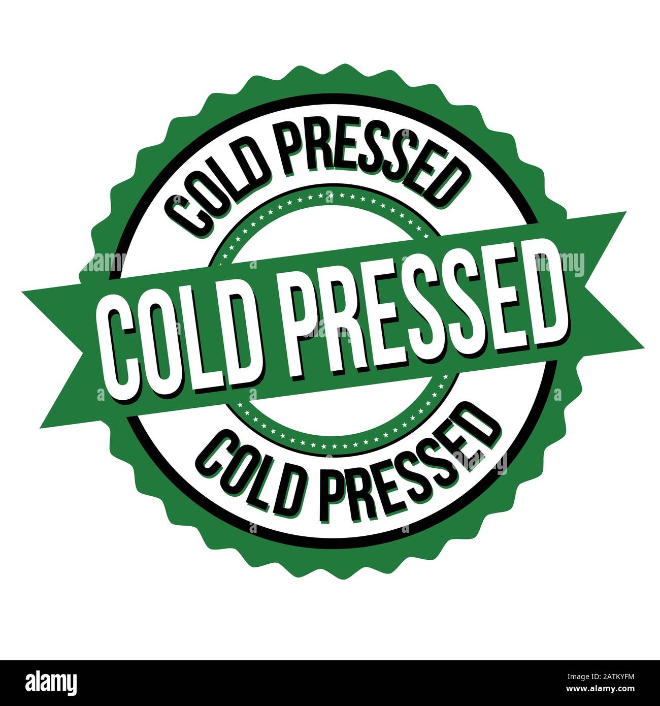 Cold pressed label or sticker on white background, vector illustration ...