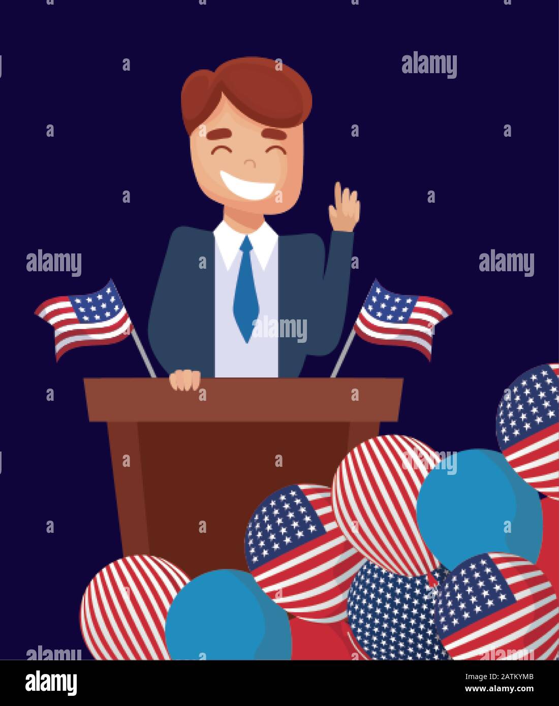 Man cartoon on podium design, Usa happy presidents day elections united ...