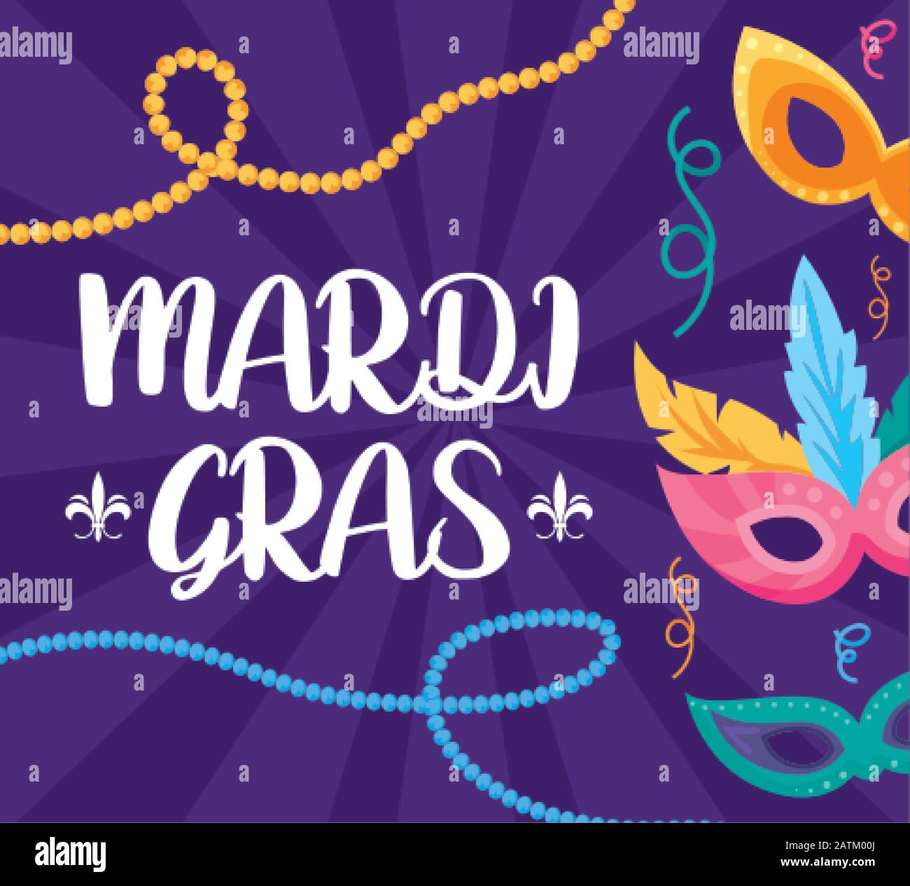 Mardi gras masks and necklaces design, Party carnival decoration ...