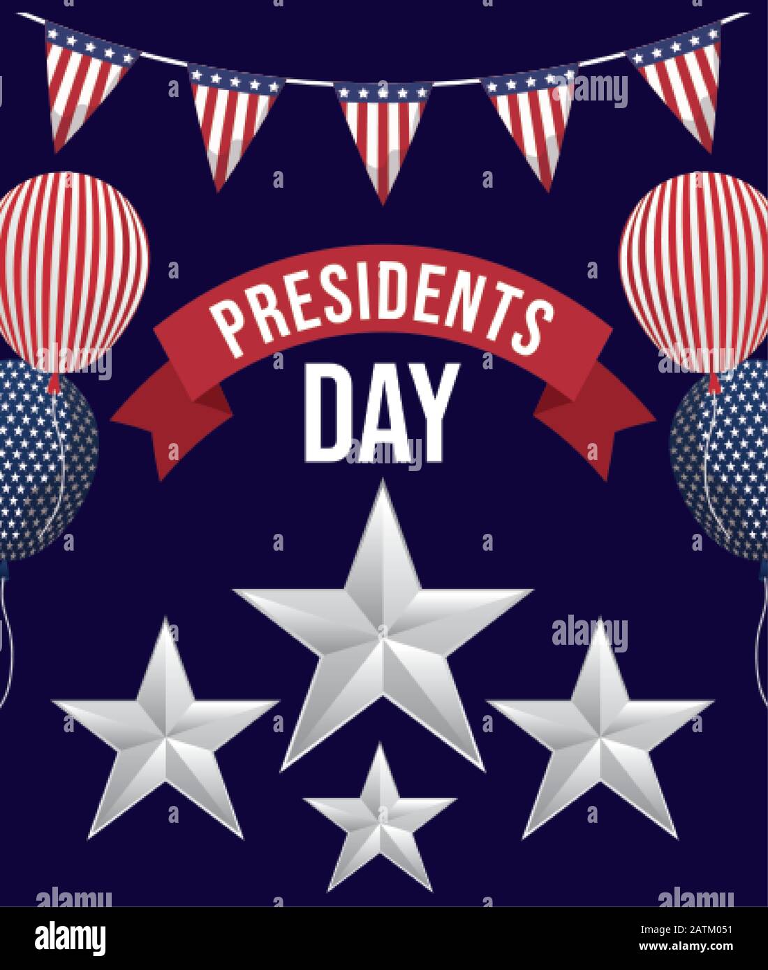 Balloons and banner pennants design, Usa happy presidents day elections ...