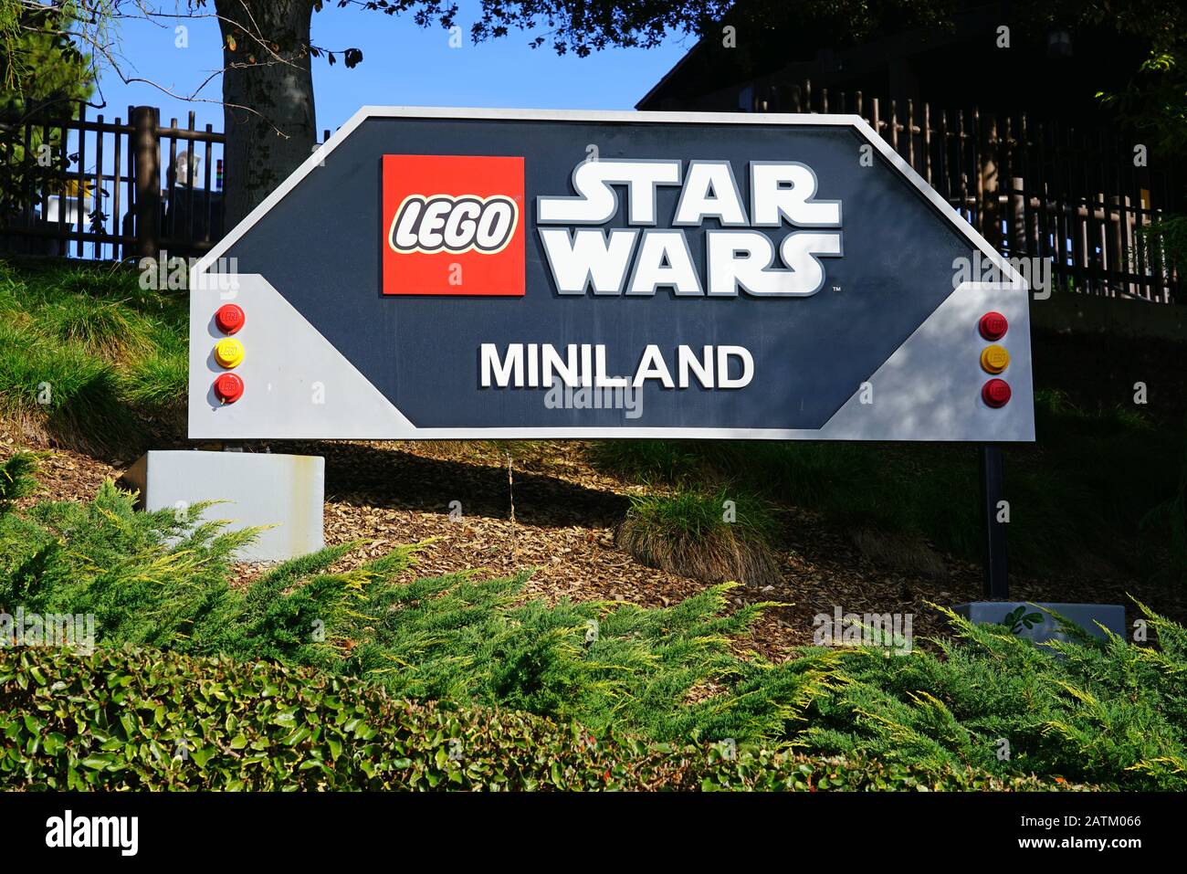CARLSBAD, CA -4 JAN 2020- View of the Star Wars Miniland, with Star ...