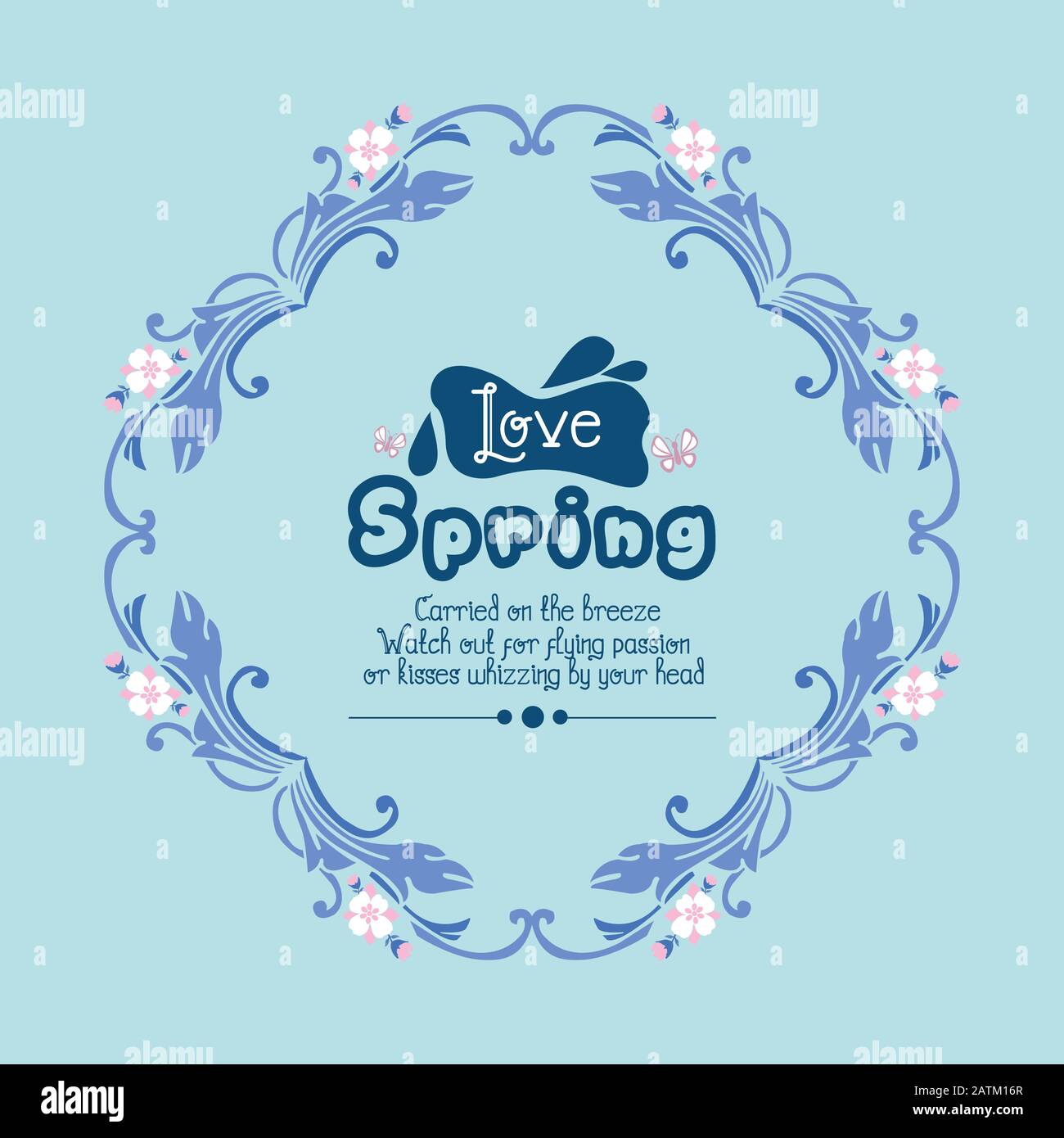 Template design for love spring, with beautiful leaf and floral frame ...
