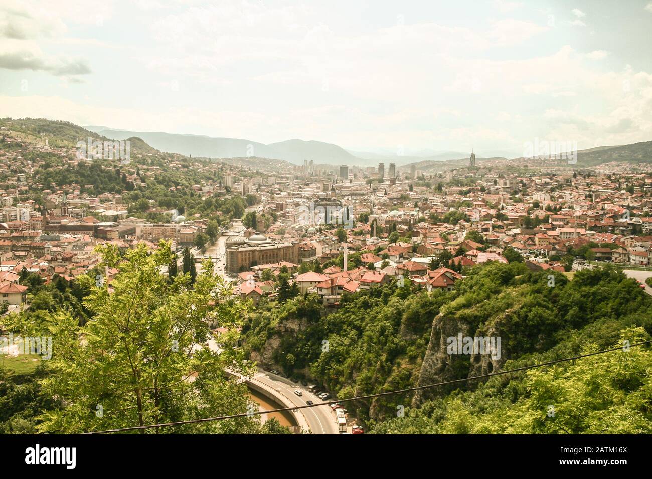 Panorama of the city center of Sarajevo, Bosnia and Herzegovina, seen ...