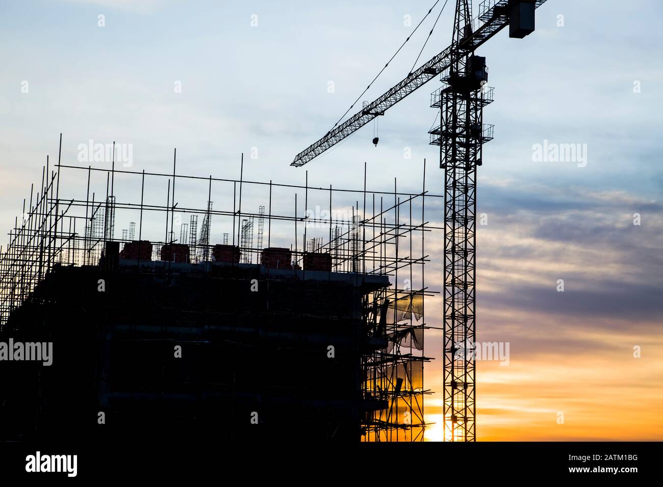 Construction site in the evening Stock Photo - Alamy