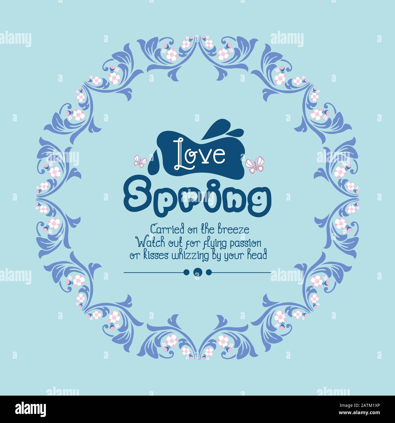 The love spring card design, with seamless pattern of leaf and flower ...