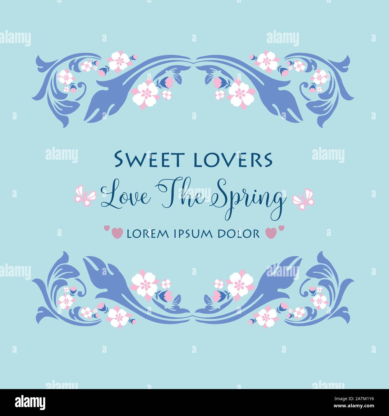 The love spring card design, with seamless pattern of leaf and flower ...