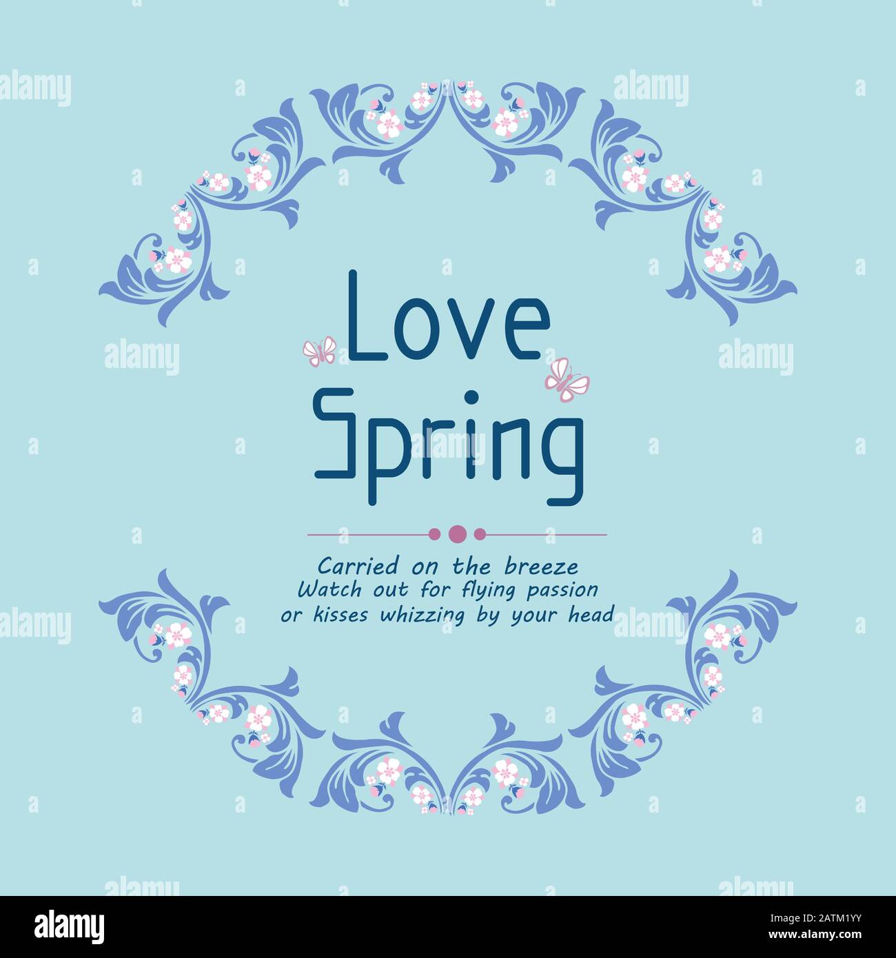 The love spring card design, with seamless pattern of leaf and flower ...