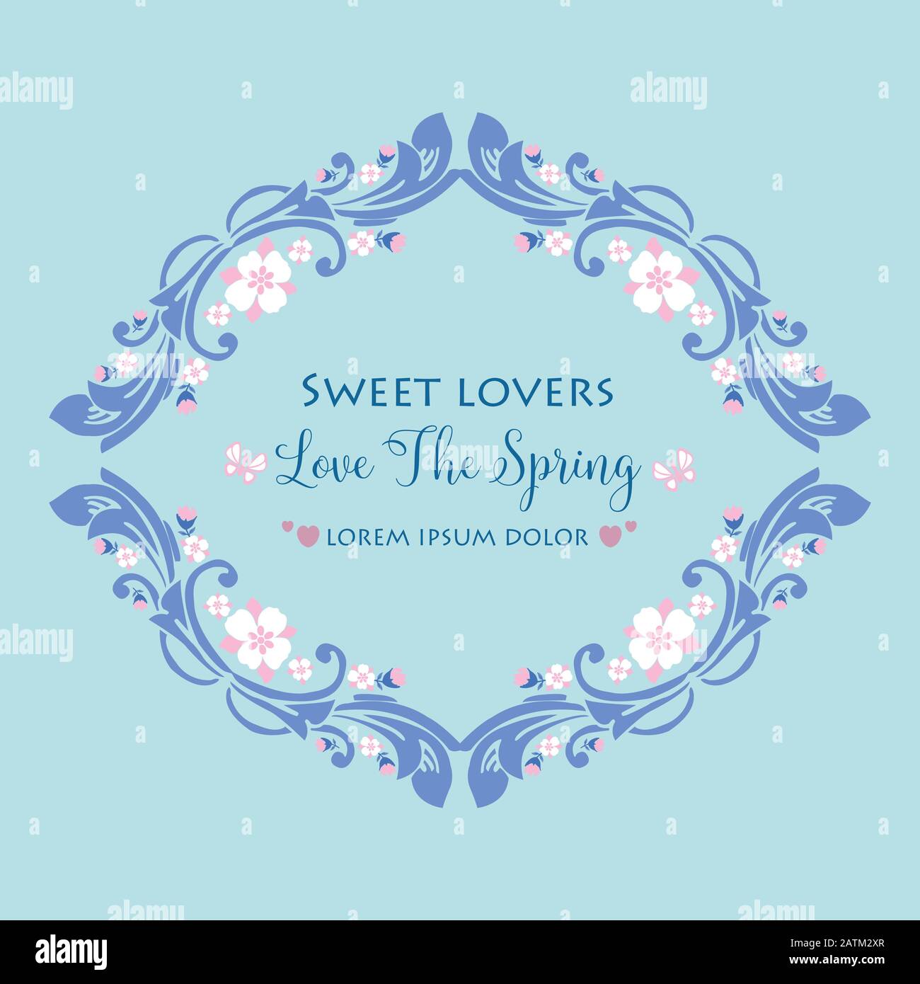 Modern pattern of leaf and flower frame, for antique love spring ...