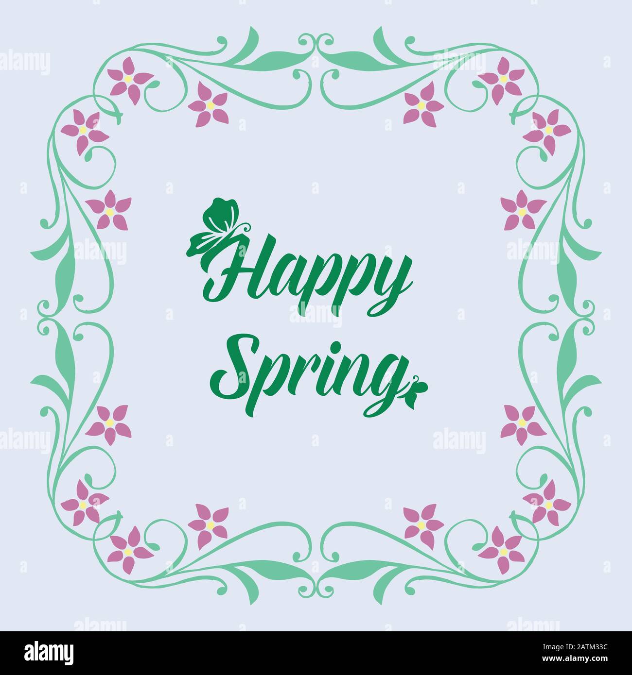 Decorative frame with unique leaves and flower, for happy spring ...