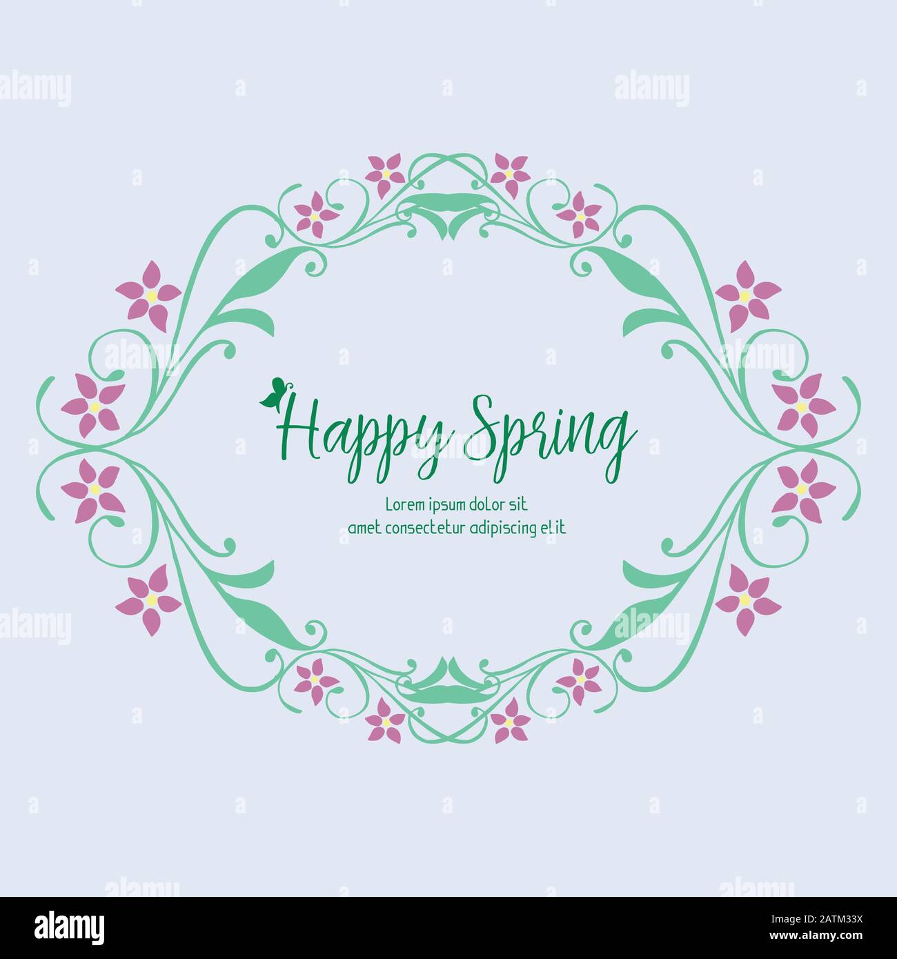 Decorative frame with unique leaves and flower, for happy spring ...